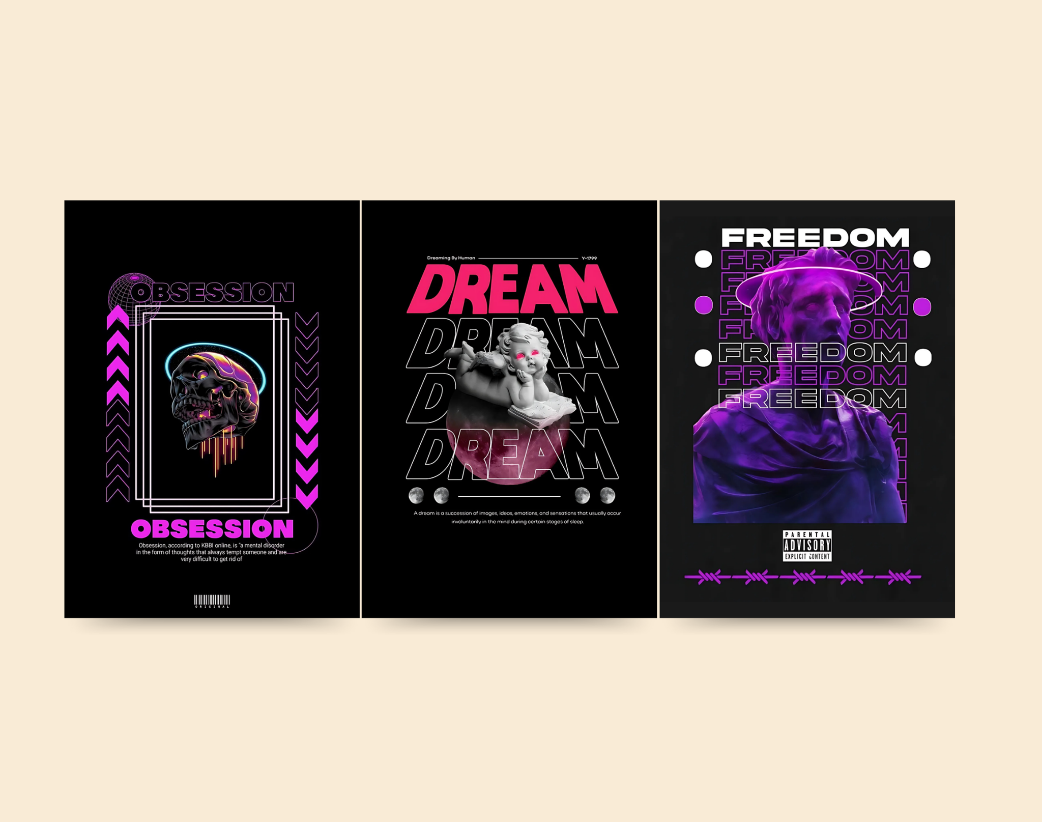 "TECHNO THEME"- Shiny & Sturdy Metallic Poster Art That Pops & Sticks