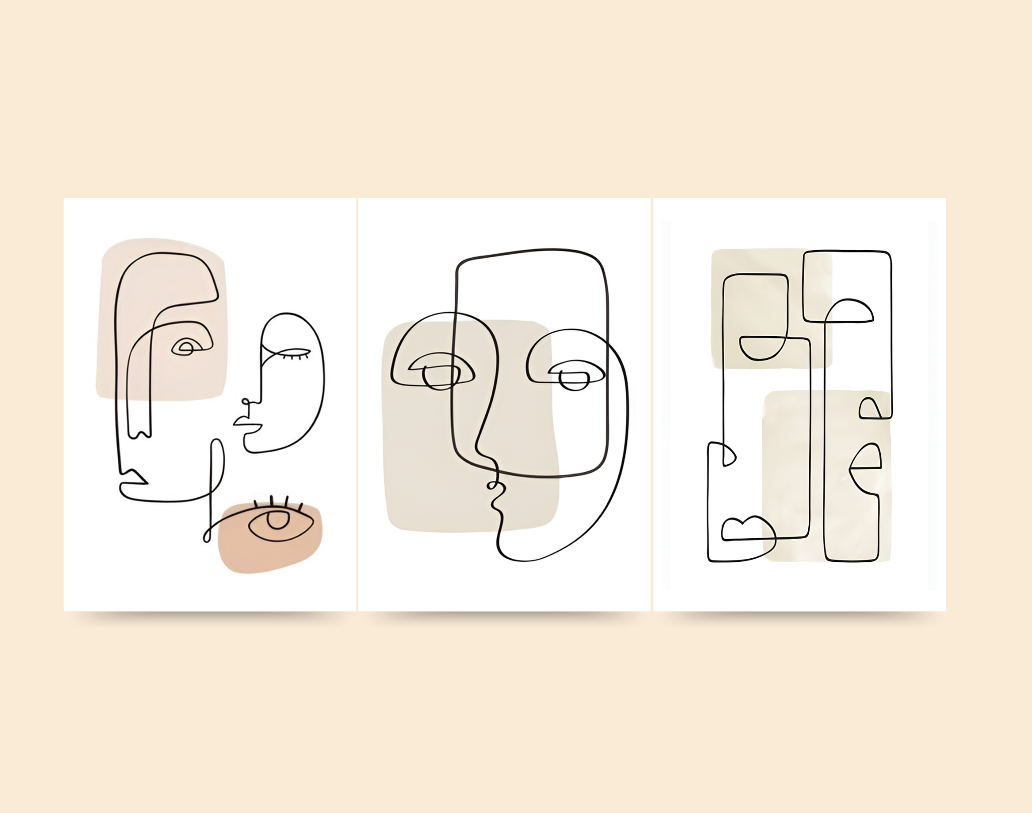 "LINE ART HUMAN FACE"- Shiny & Sturdy Metallic Poster Art That Pops