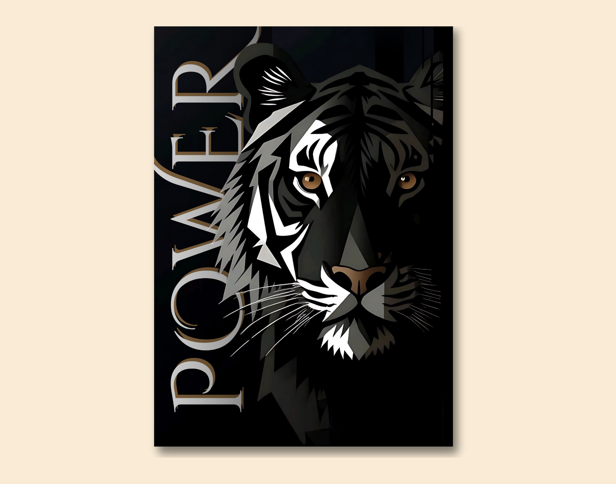 "POWER #Tiger"- Shiny & Sturdy Metallic Poster Art That Pops & Sticks